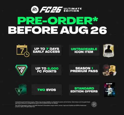 FC 26 Pre-Order Bonuses Revealed! Ultimate Edition Early Access & Switch 2 Support | EA SPORTS ...